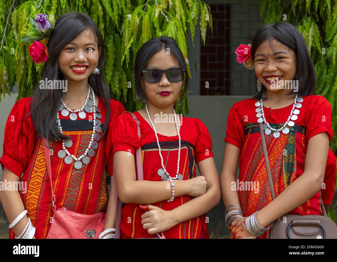 Chakma women in traditional clothing celebrating Biju festival ...
