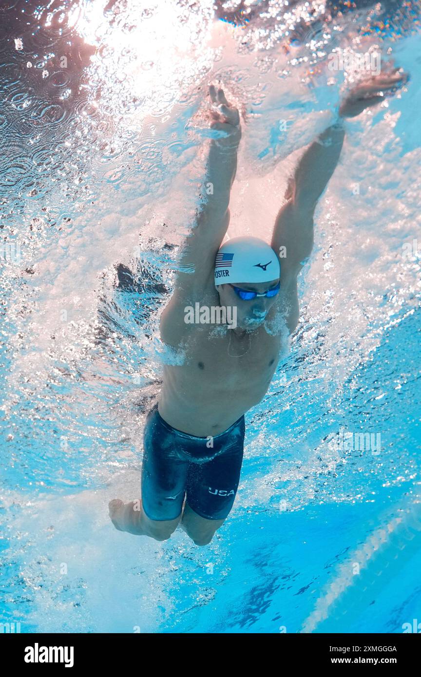 Carson Foster, of the United States, competes during a heat in the men ...