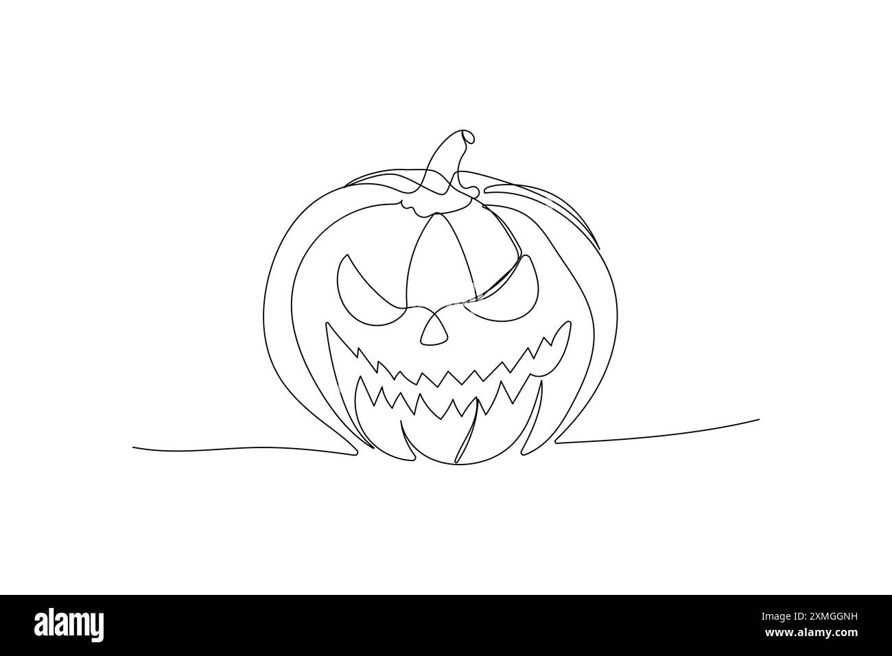 Illustration one line, outline for Halloween. Pumpkin, jack lantern ...