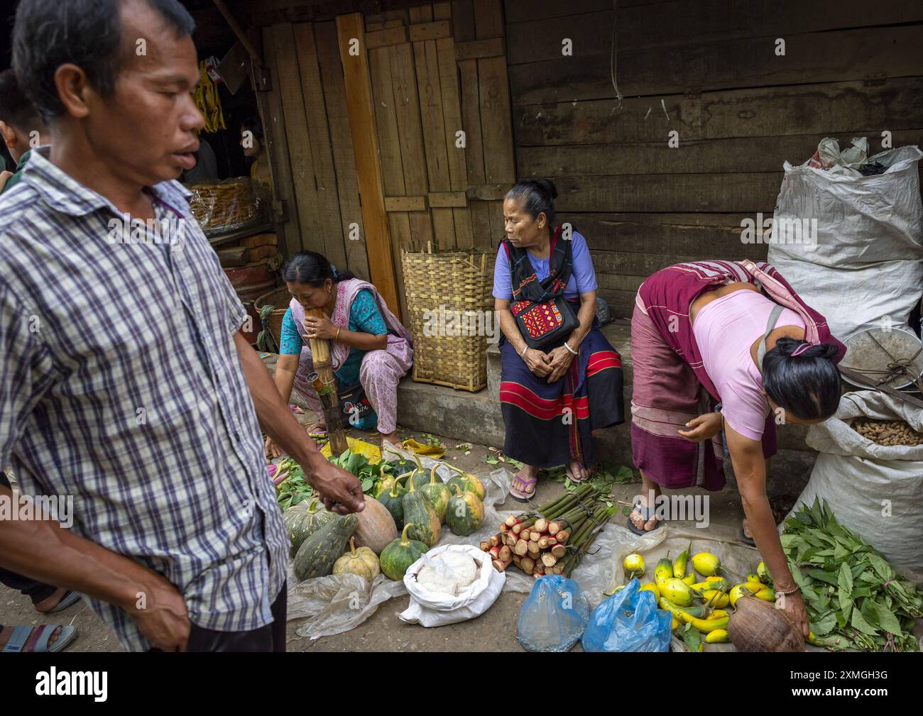 Chakma tribe women selling vegetables at market, Chittagong Division ...