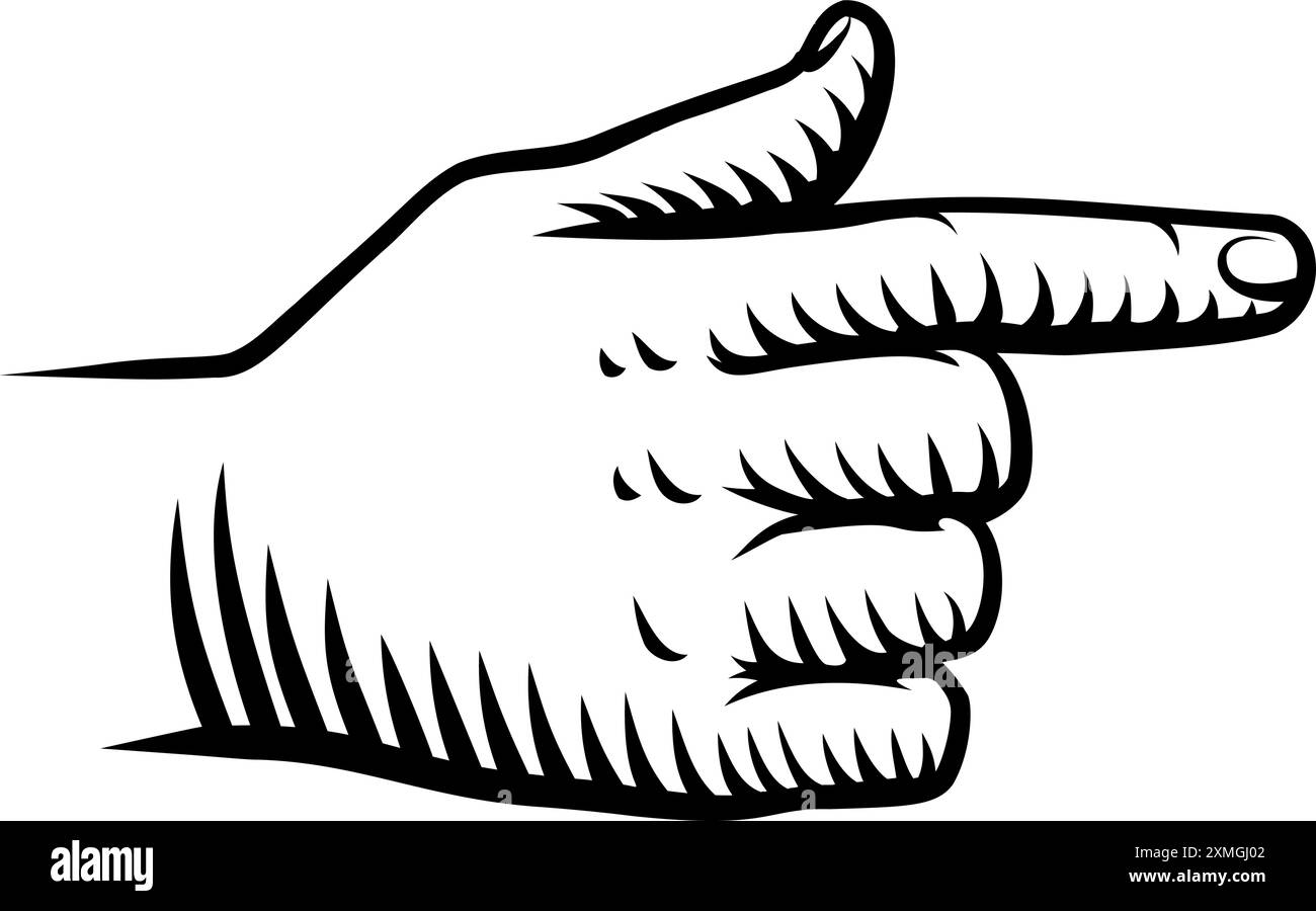 Hand Pointing Finger Etched Vintage Woodcut Style Stock Vector Image ...