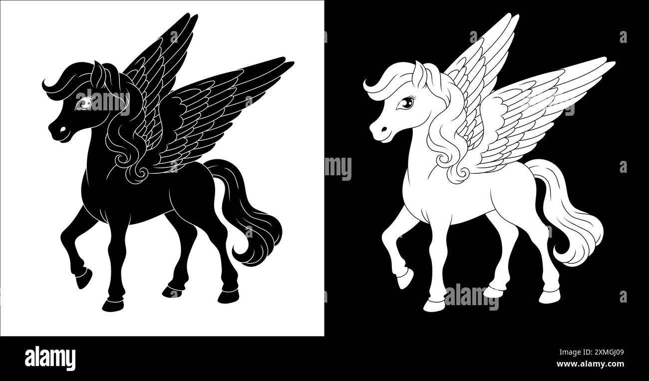 Pegasus Wings Horse Cartoon Animal Illustration Stock Vector Image ...
