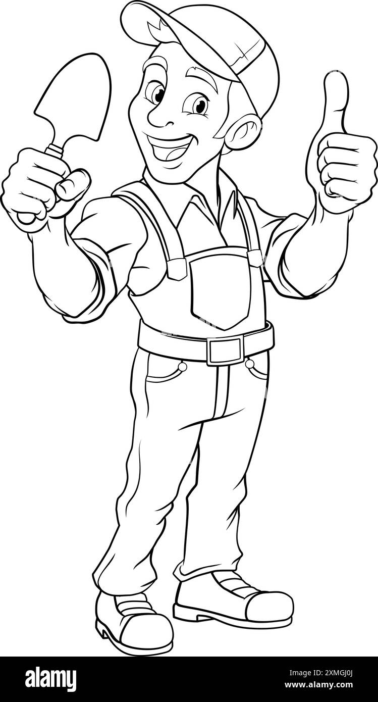 Farmer shovel standing cartoon Stock Vector Images - Alamy