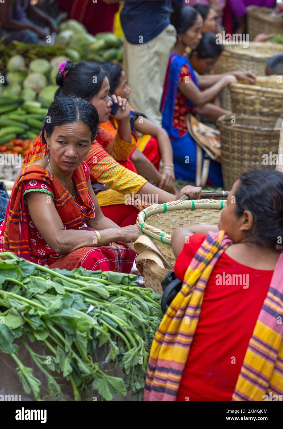 Chakma tribe women selling vegetables at market, Chittagong Division ...