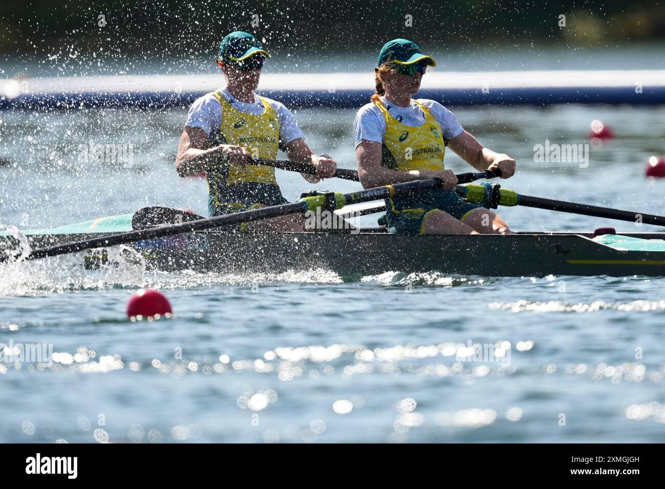 Australia's Jess Morrison and Annabelle McIntyre compete in the women's rowing pair heat at the ...