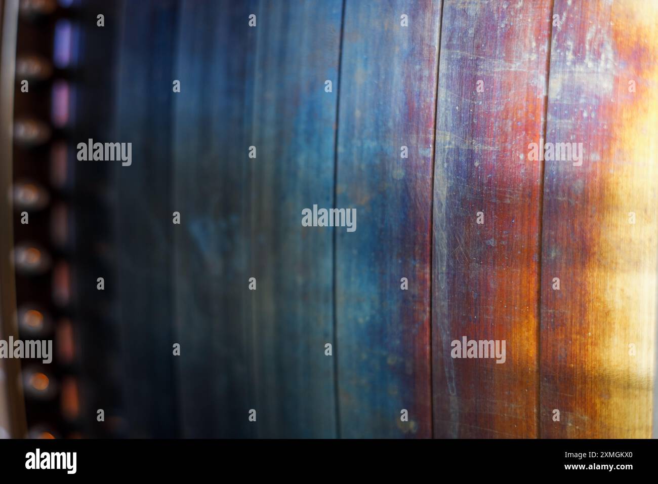 Texture of burnt metal element in oil slick color films made of metal ...