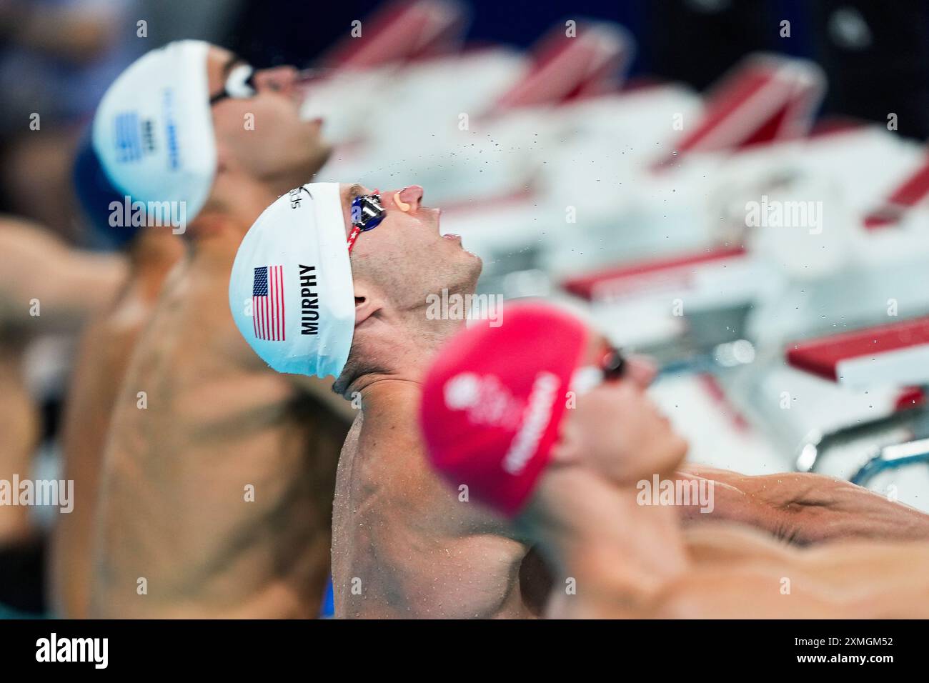 Ryan Murphy, of the United States, competes during a heat in the men's ...