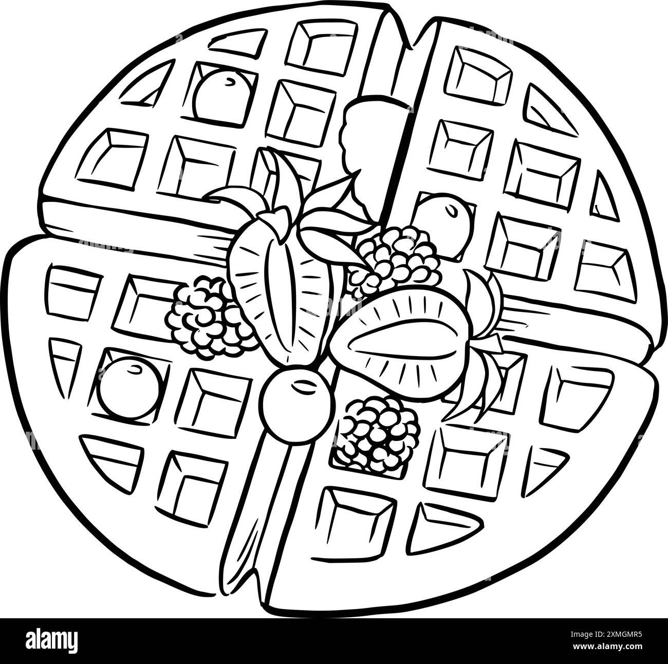 Waffle Food Illustration Lineart Stock Vector Image & Art - Alamy
