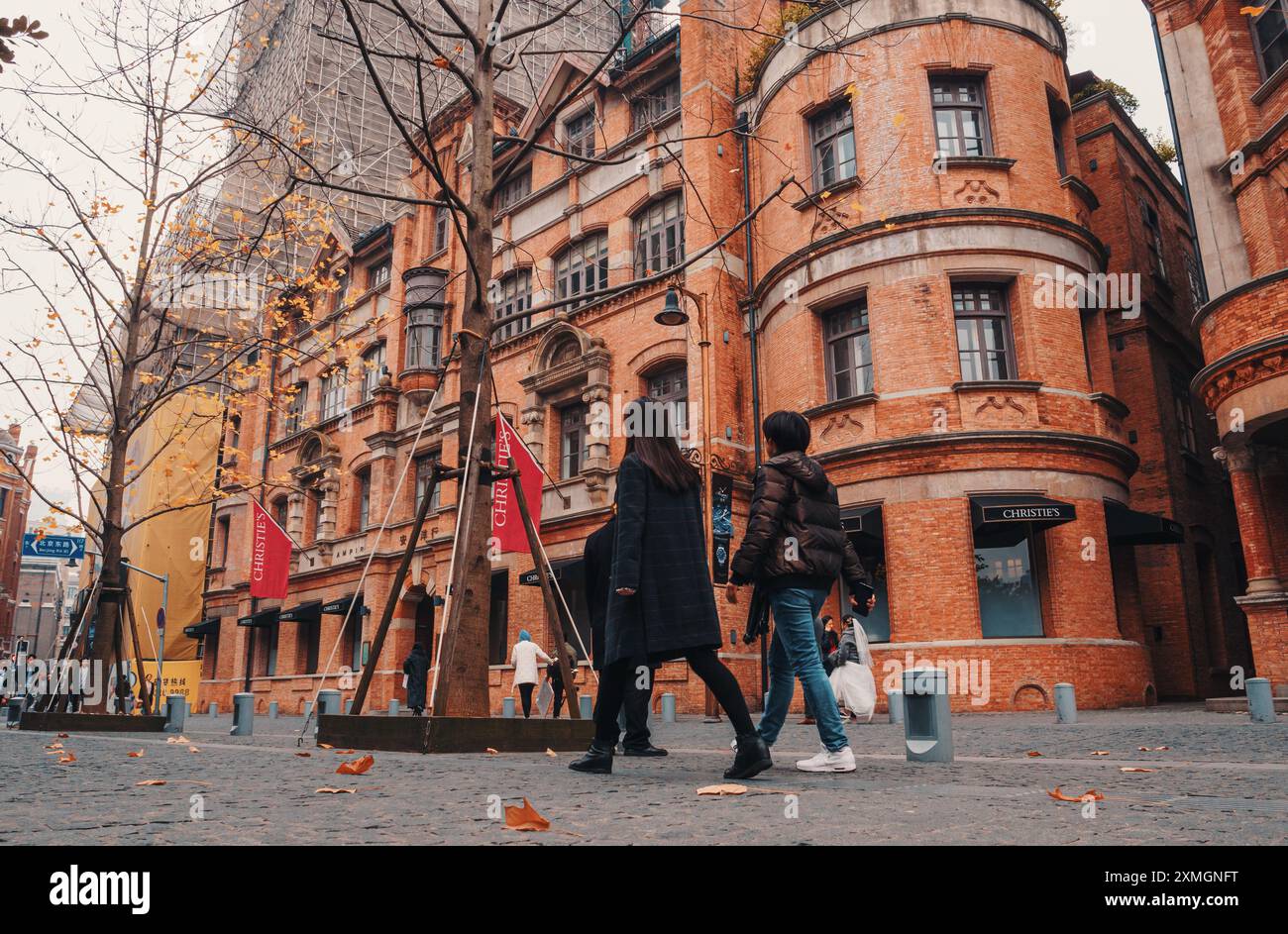 Shanghai, China - December 21, 2018: Visitors stroll through the ...