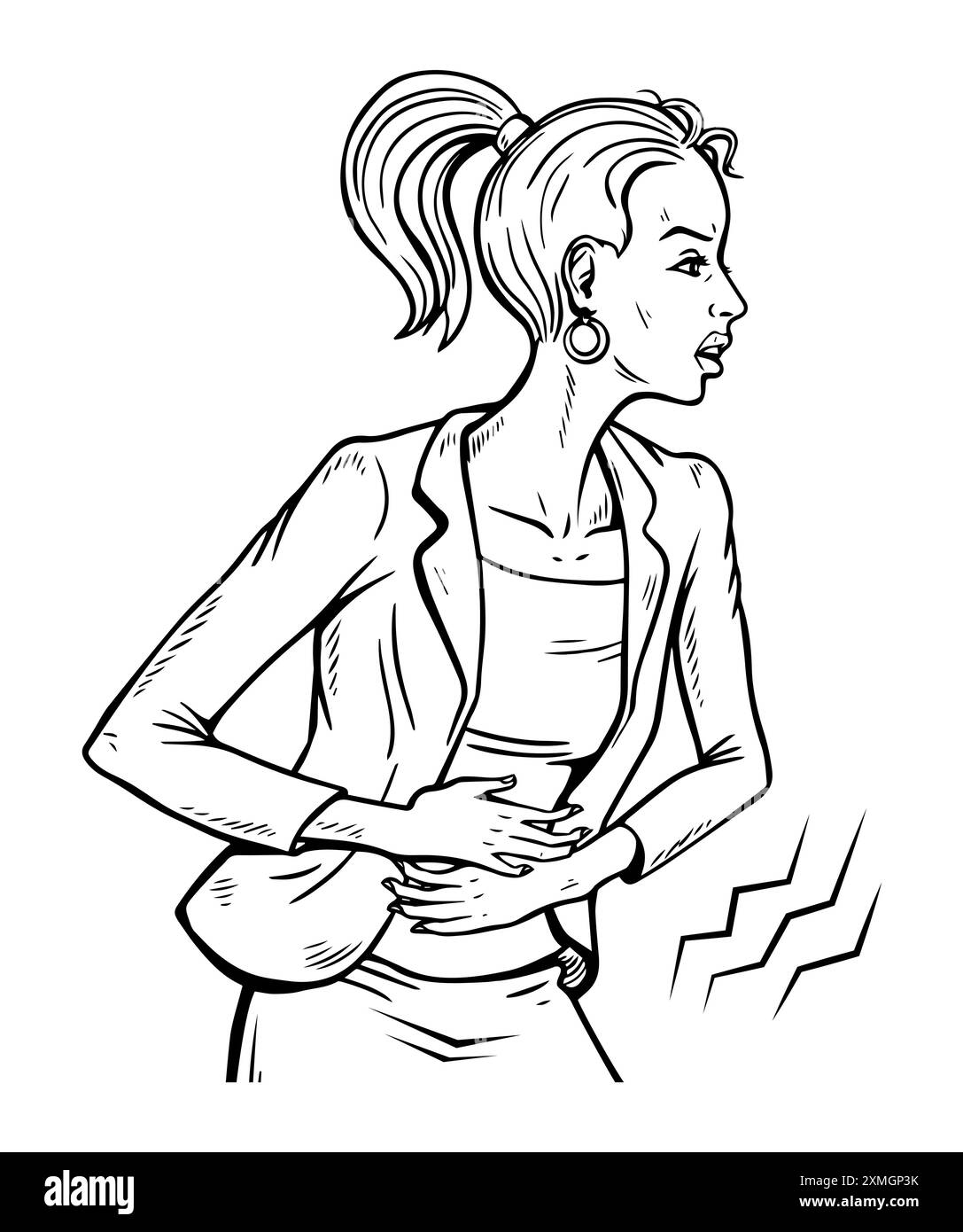 Stomach pain suffering young Stock Vector Images - Alamy