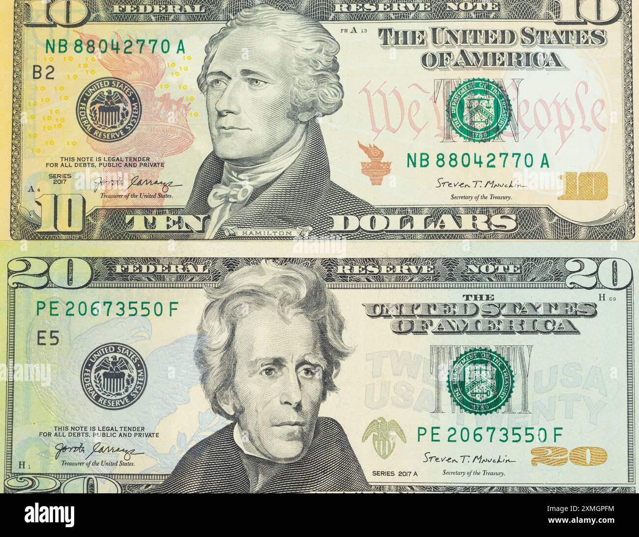 Ten and Twenty-Dollar Bills with Curry Stains on Edges Stock Photo - Alamy