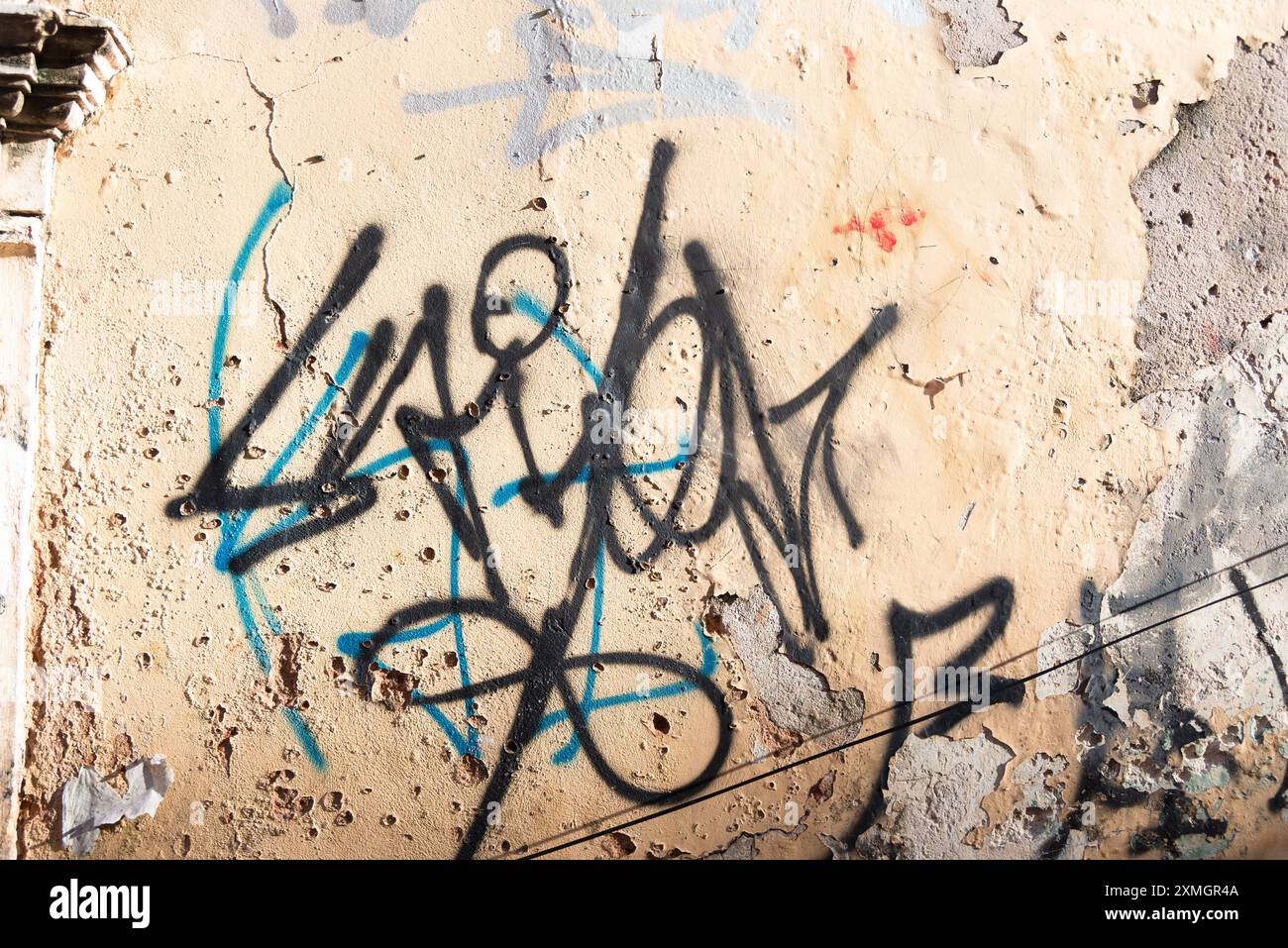 Spray graffiti font city street art wall tagging lettering hi-res stock ...