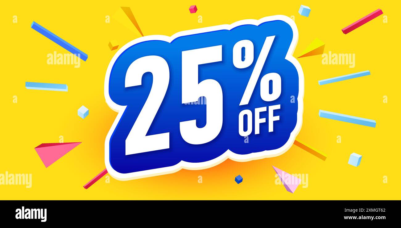 Bold Font Label With Text 25 Percent Off. Mega Sale. Vector ...