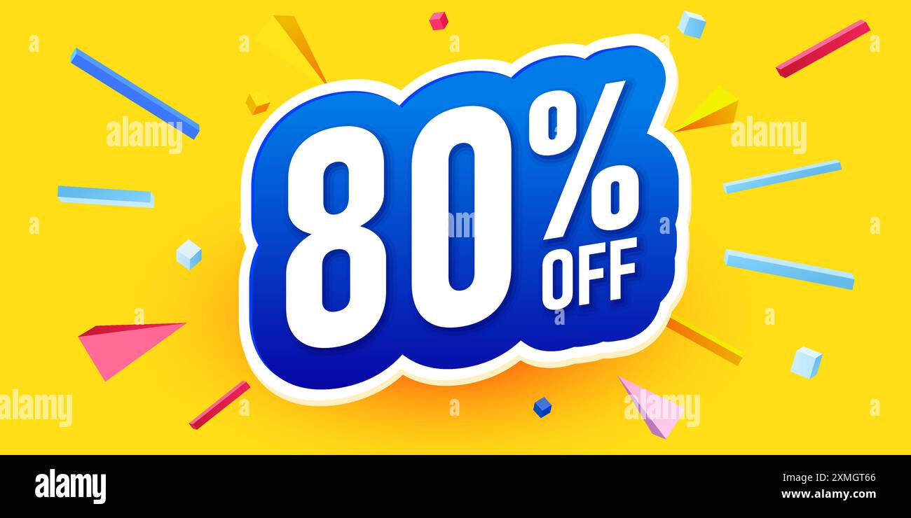 Bold Font Label With Text 80 Percent Off. Mega Sale. Vector ...