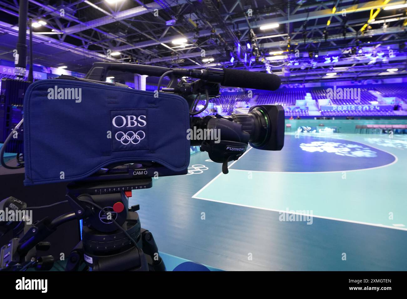 PARIS, FRANCE - JULY 28: tv-camera OBS during the Handball - Olympic ...