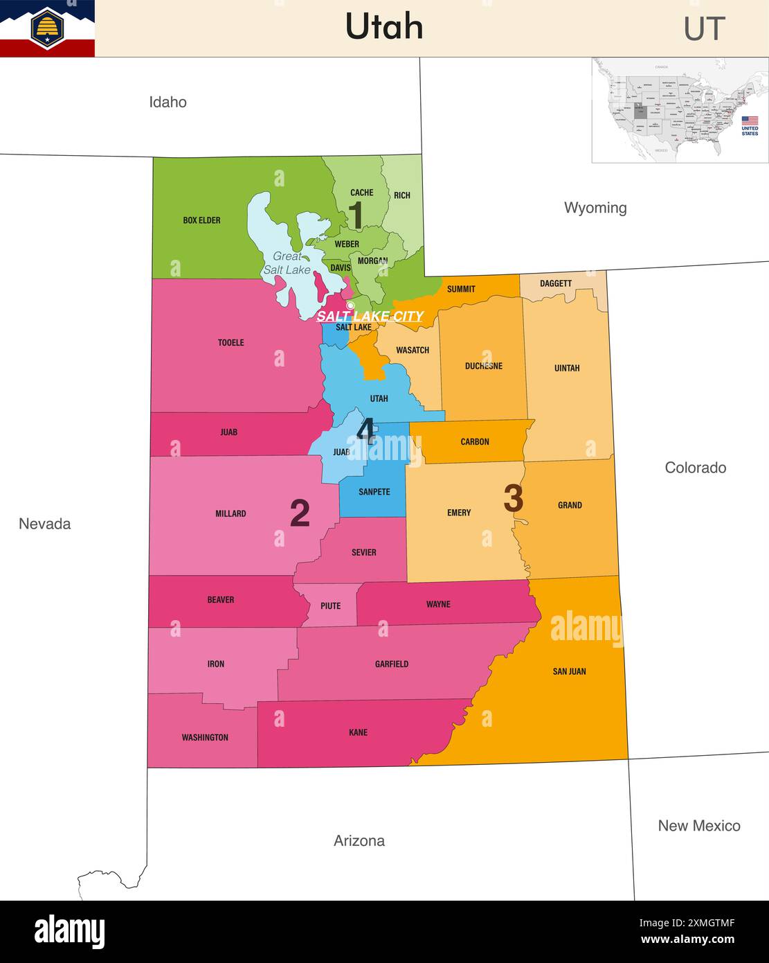 Political map of utah hi-res stock photography and images - Alamy