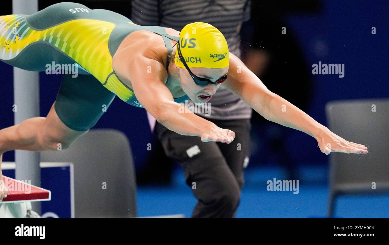 Jenna Strauch, of Australia, competes during a heat in the women's 100 ...