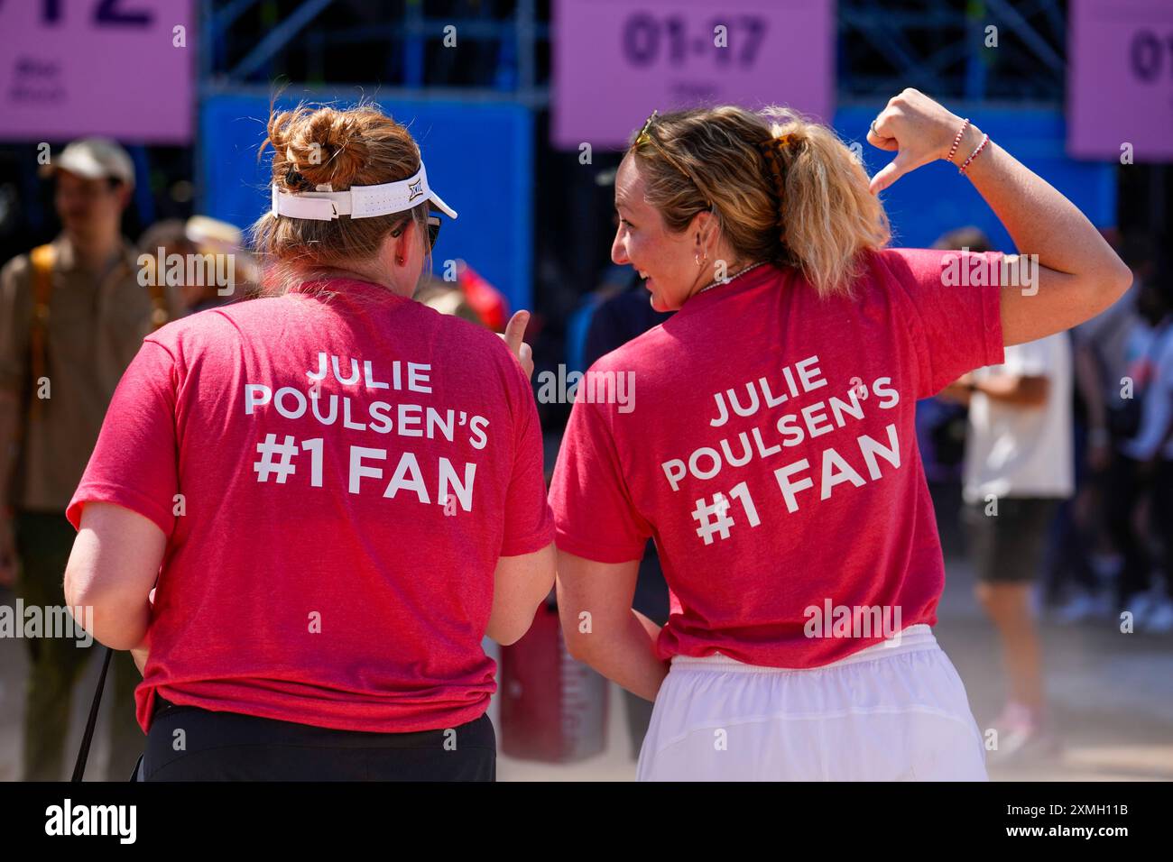 Fans wear shirts for Denmark's Julie Poulsen who competed in the women ...