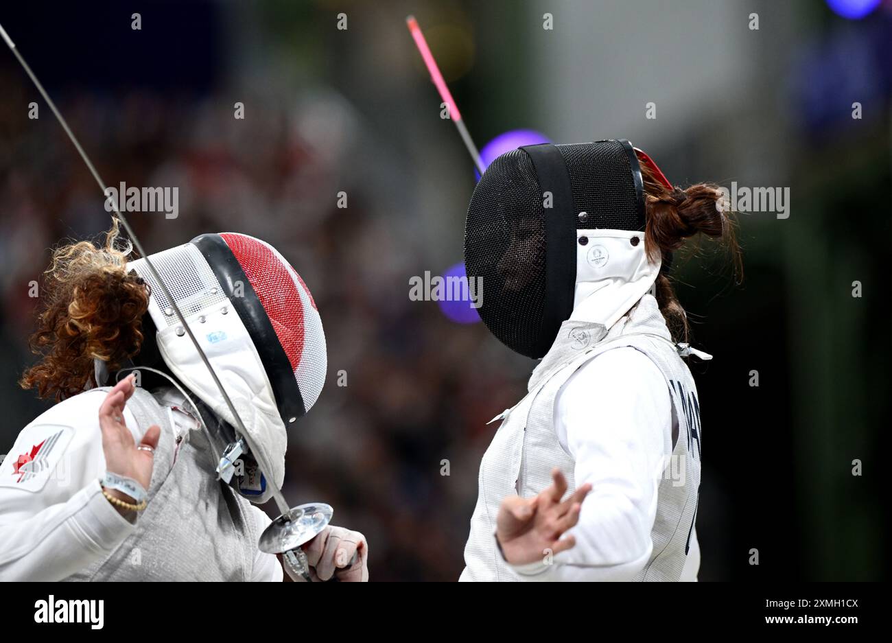 Paris, France. 28th July, 2024. Wang Yuting (R) of China competes with ...