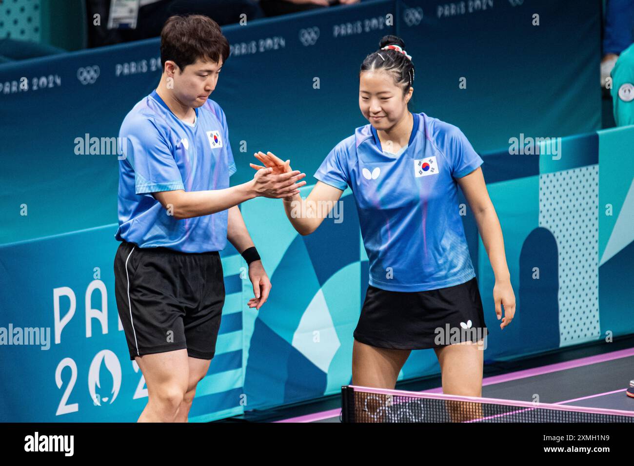 Paris, France. 27th July, 2024. Jonghoon Lim and Yubin Shin (KOR ...