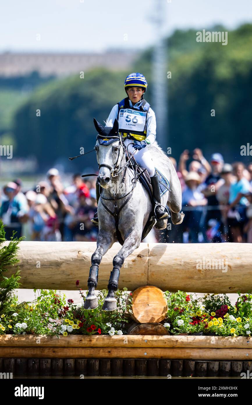 Louise Romeike of, Sweden. , . with horse Caspian 15 competes in ...