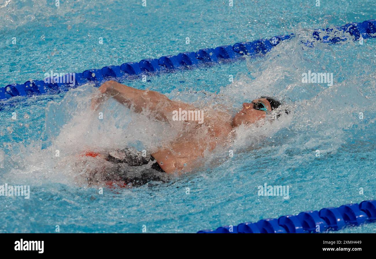 Paris, France. 28th July, 2024. Swimmer Blake Tierney, from Saskatoon ...