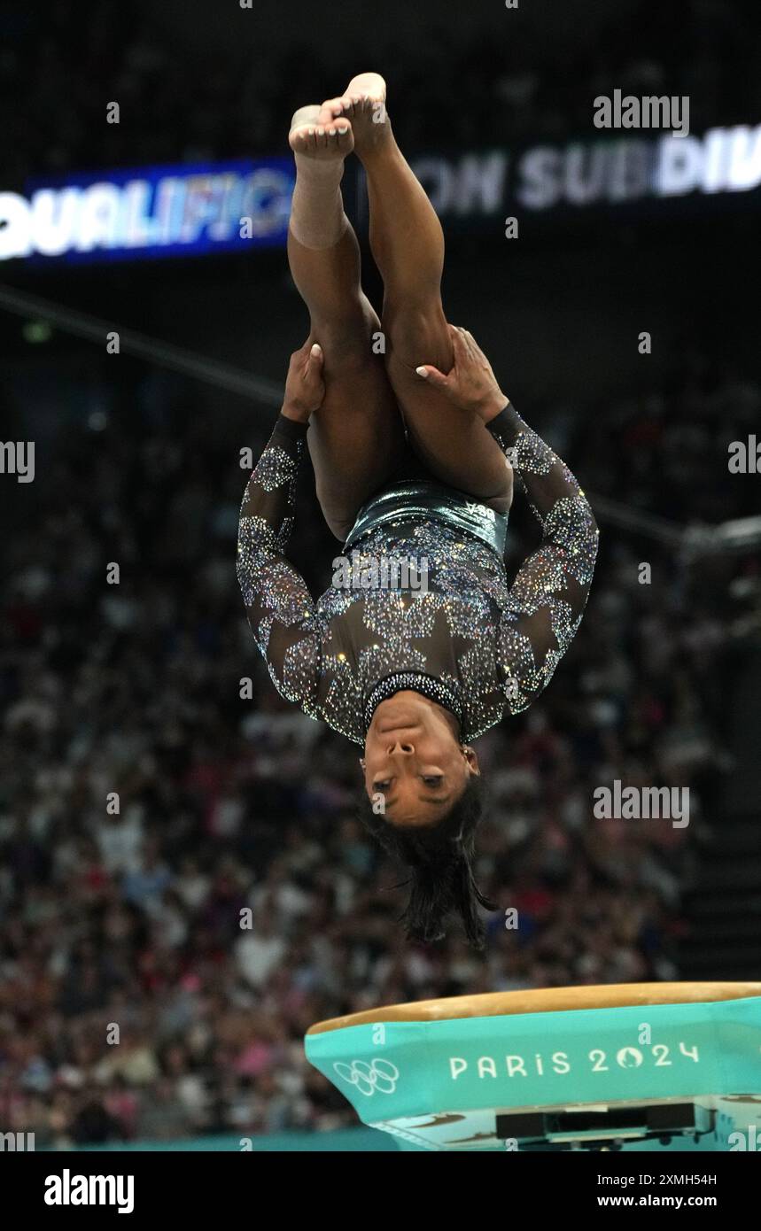 Paris, France. 28th July, 2024. USA's Simone Biles performs the ...