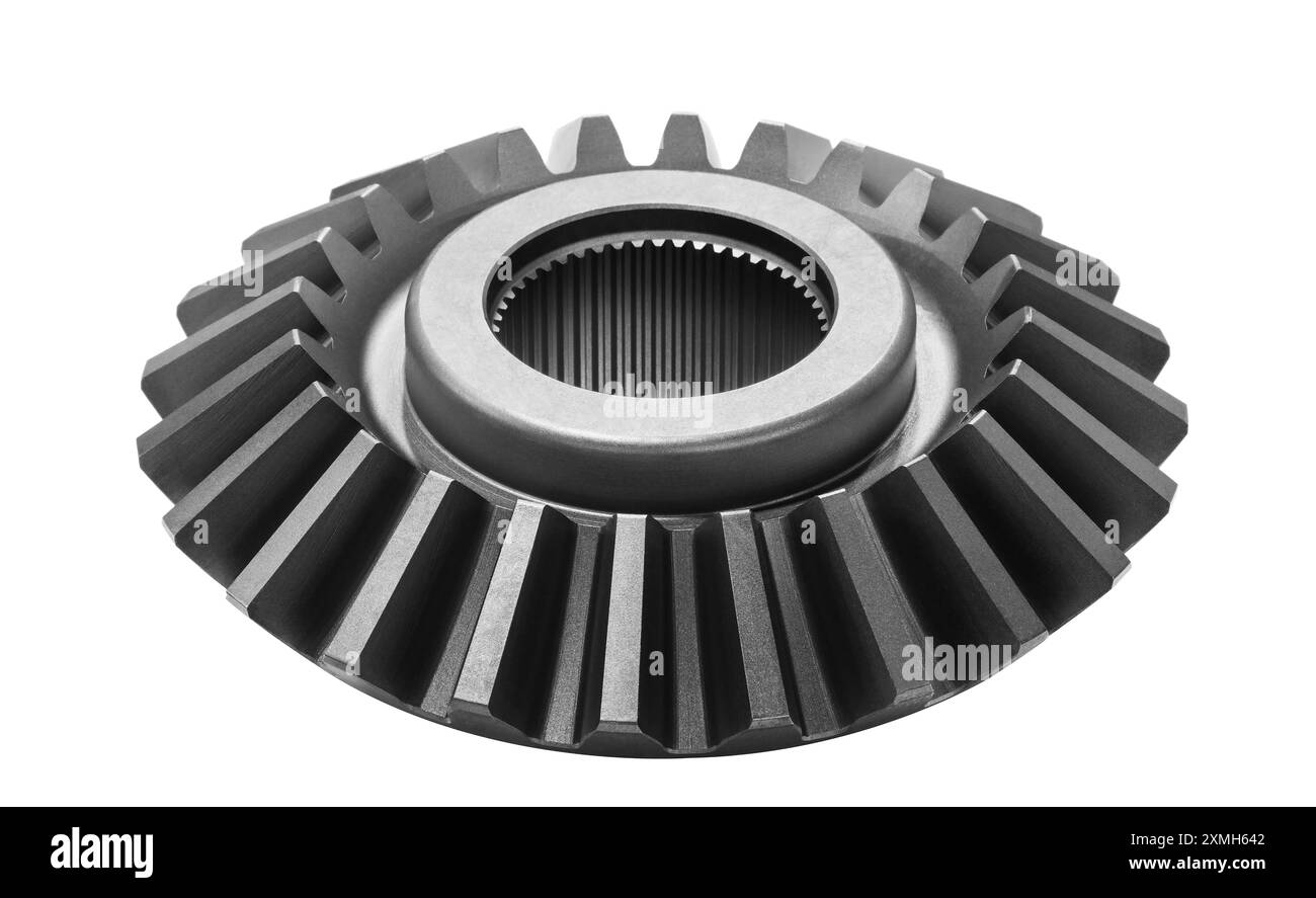 A black gear with a isolated on white background. The gear is circular ...