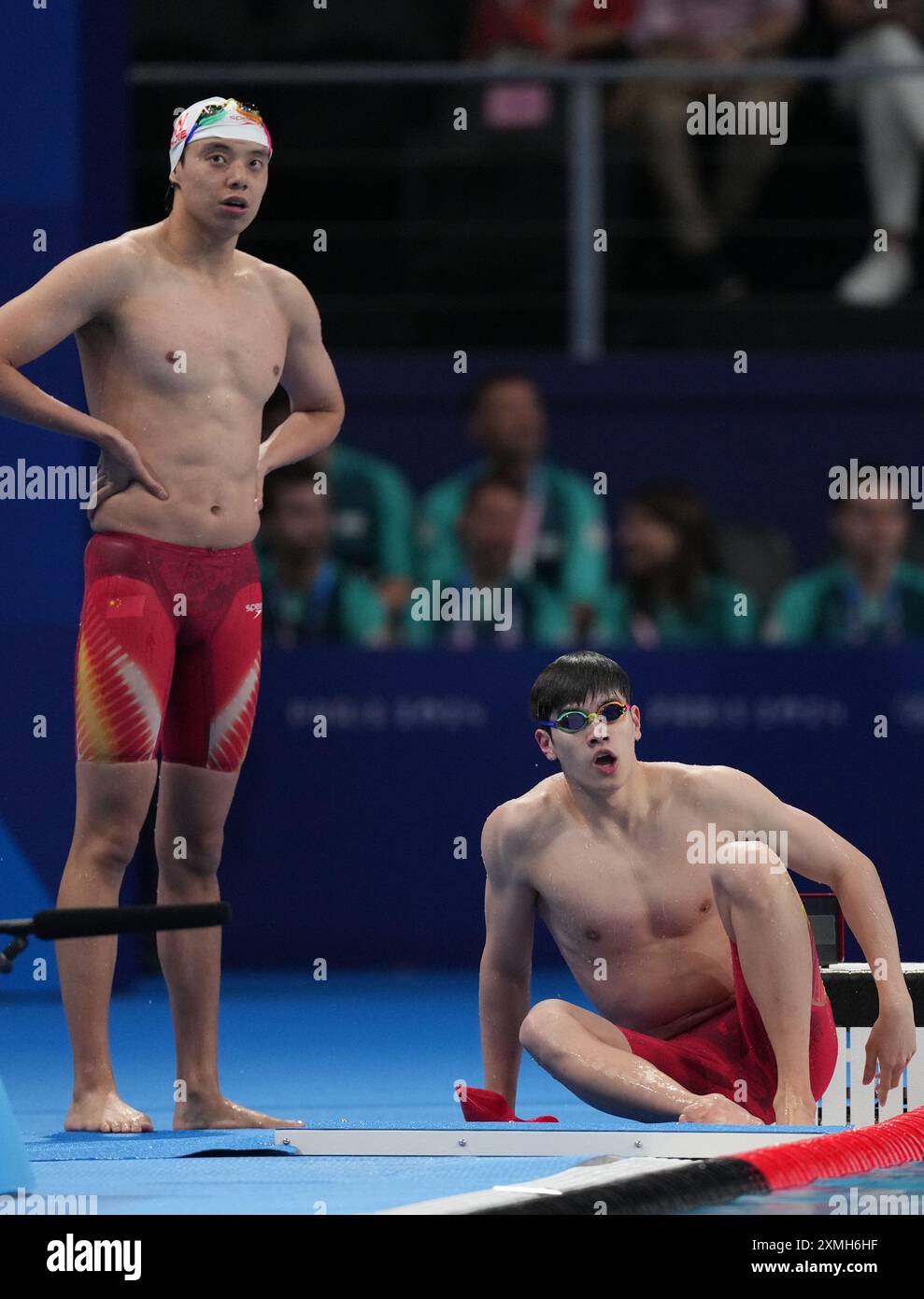 Paris, France. 28th July, 2024. Pan Zhanle (R) and Ji Xinjie of China ...