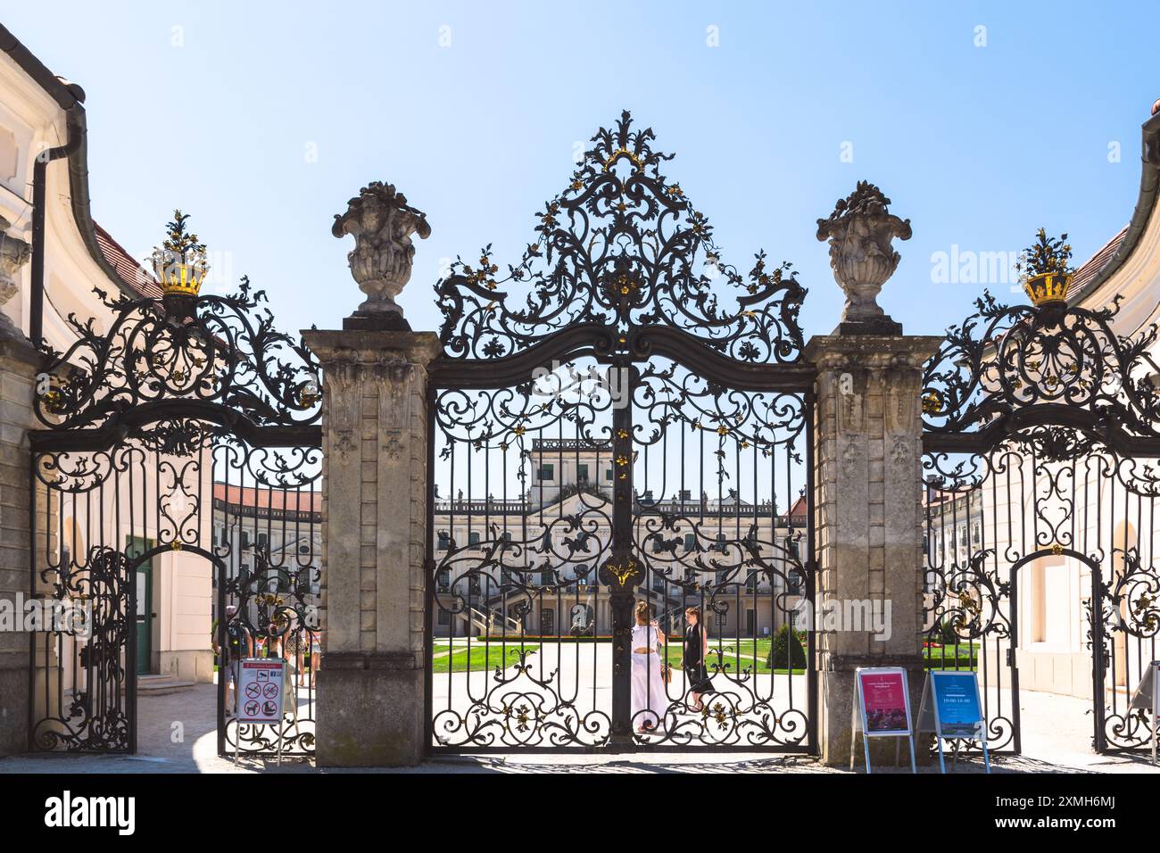 The legendary gate, the gilded wrought iron gate of Esterházy Castle in ...