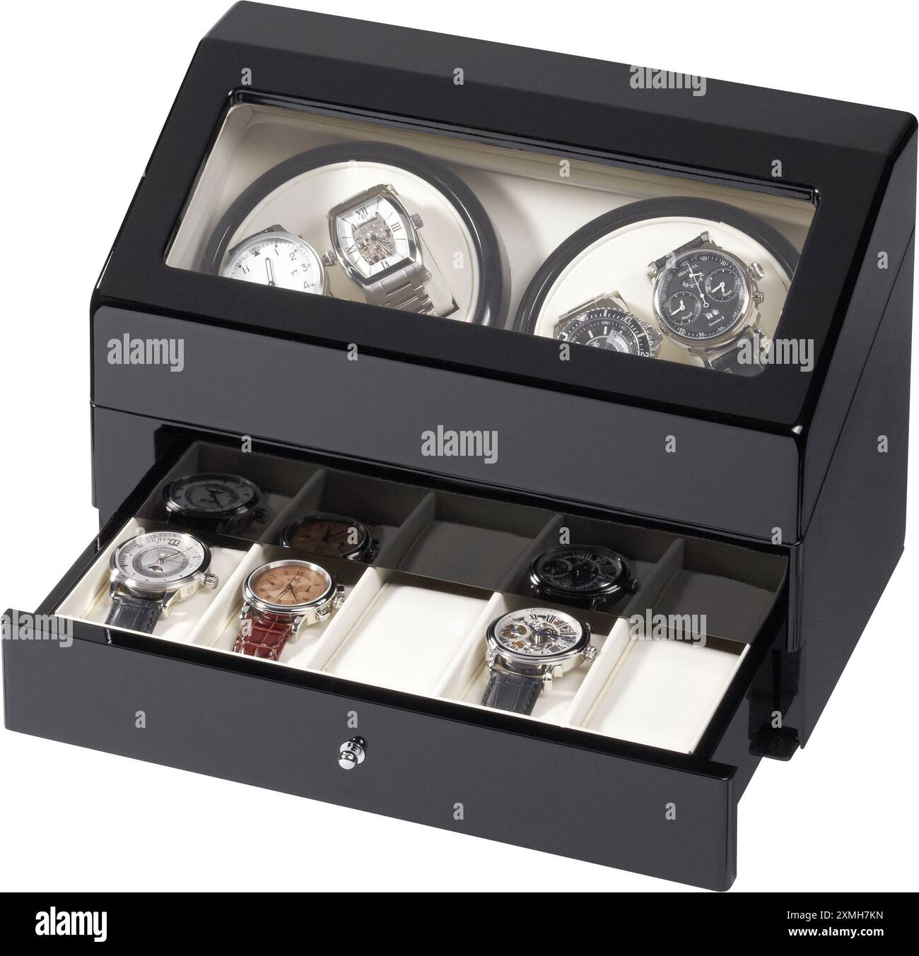 Automatic black watch winder rotator storage box with mutiple ...
