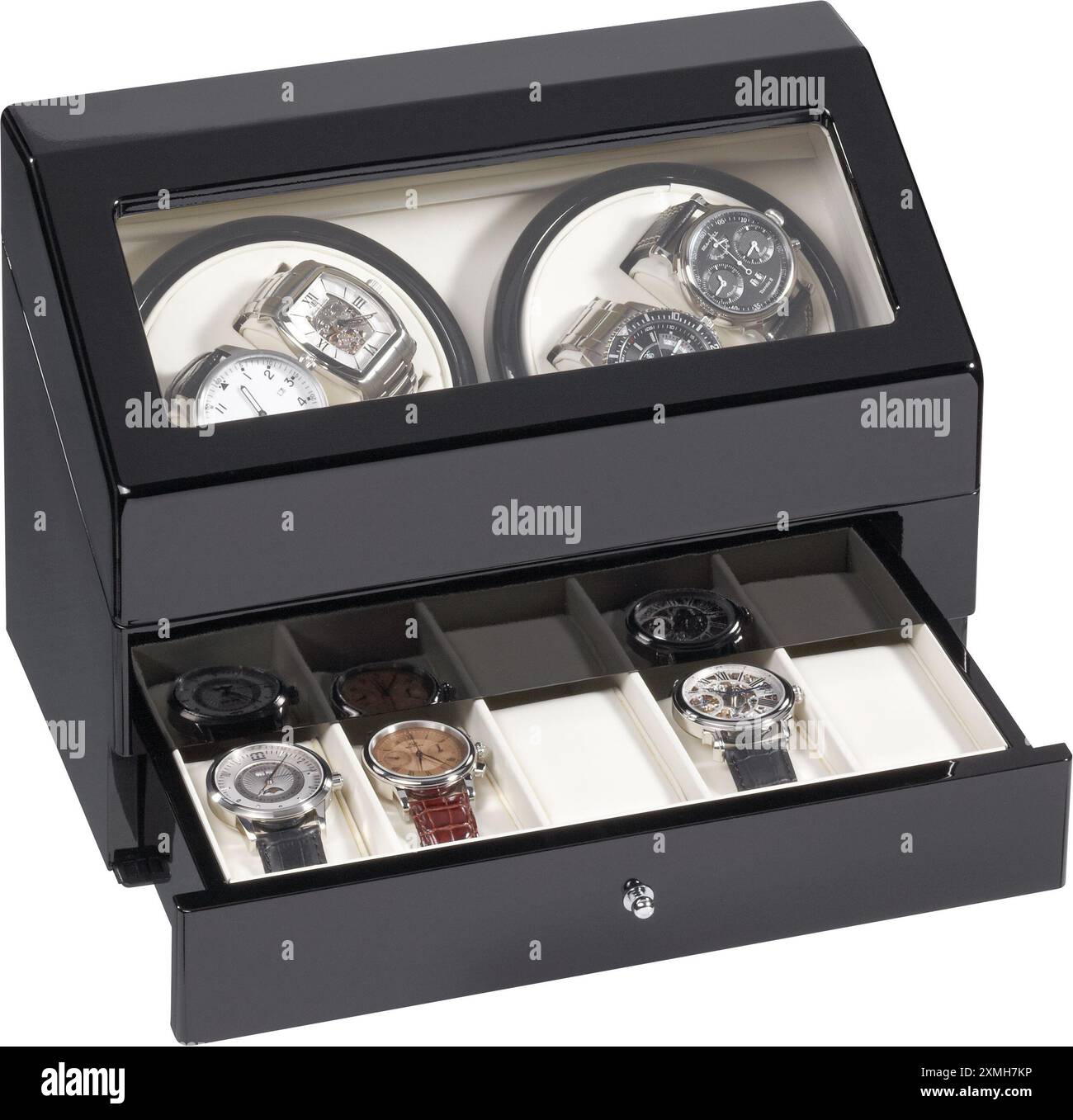 Automatic black watch winder rotator storage box with mutiple ...