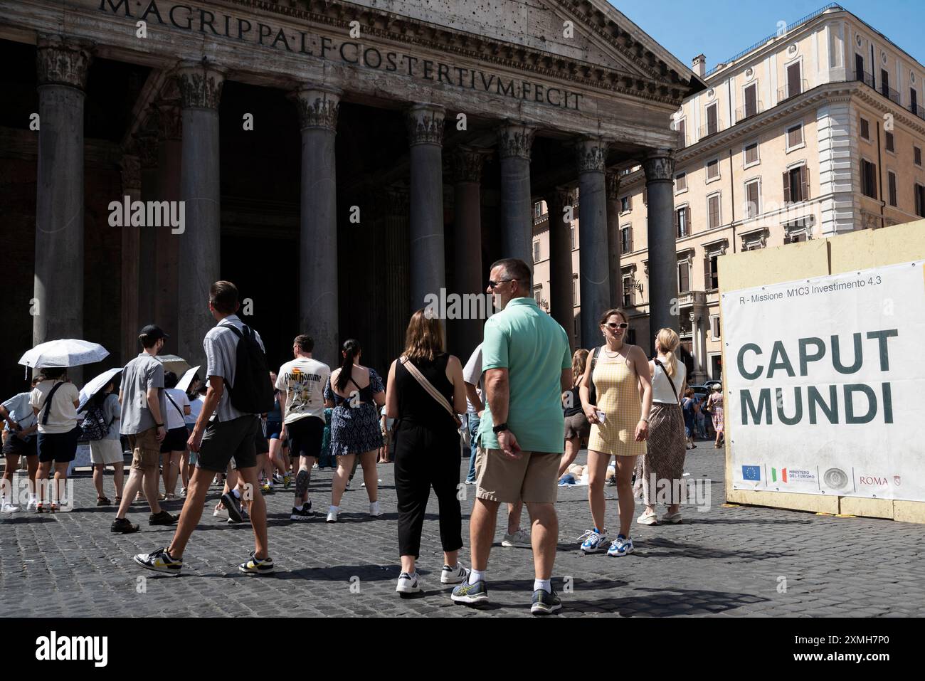 Rome, Italy. In the Photo Restoration of the Pantheon Fountain in ...
