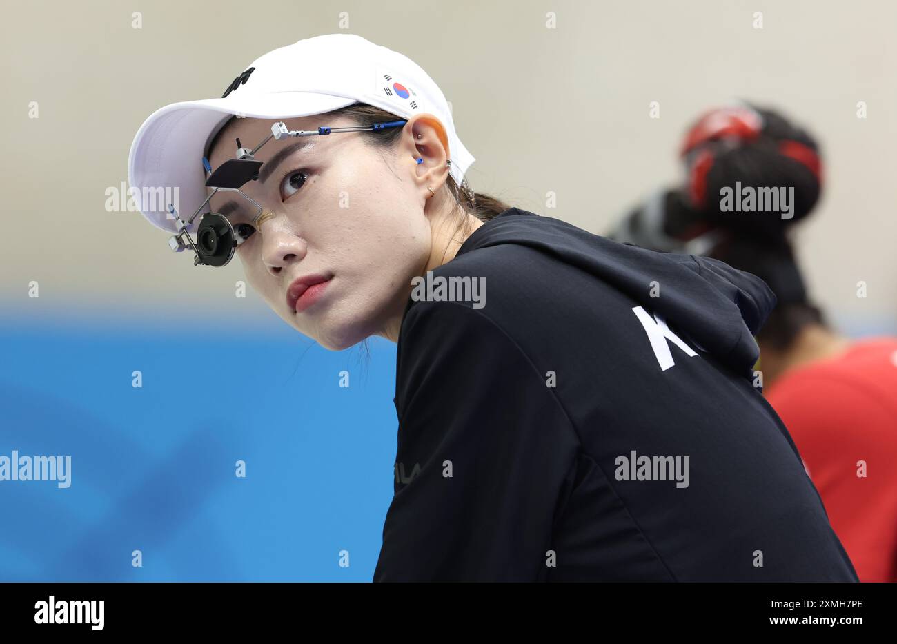 Chateauroux, France. 28th July, 2024. Kim Yeji of South Korea reacts ...