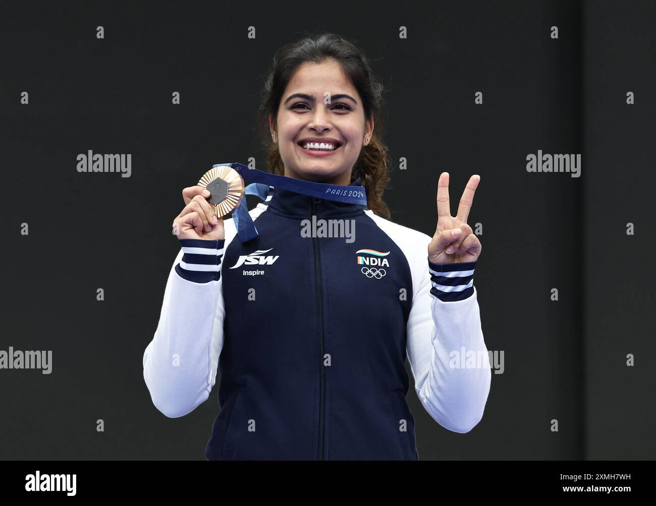 Chateauroux, France. 28th July, 2024. Bronze medalist Manu Bhaker of ...