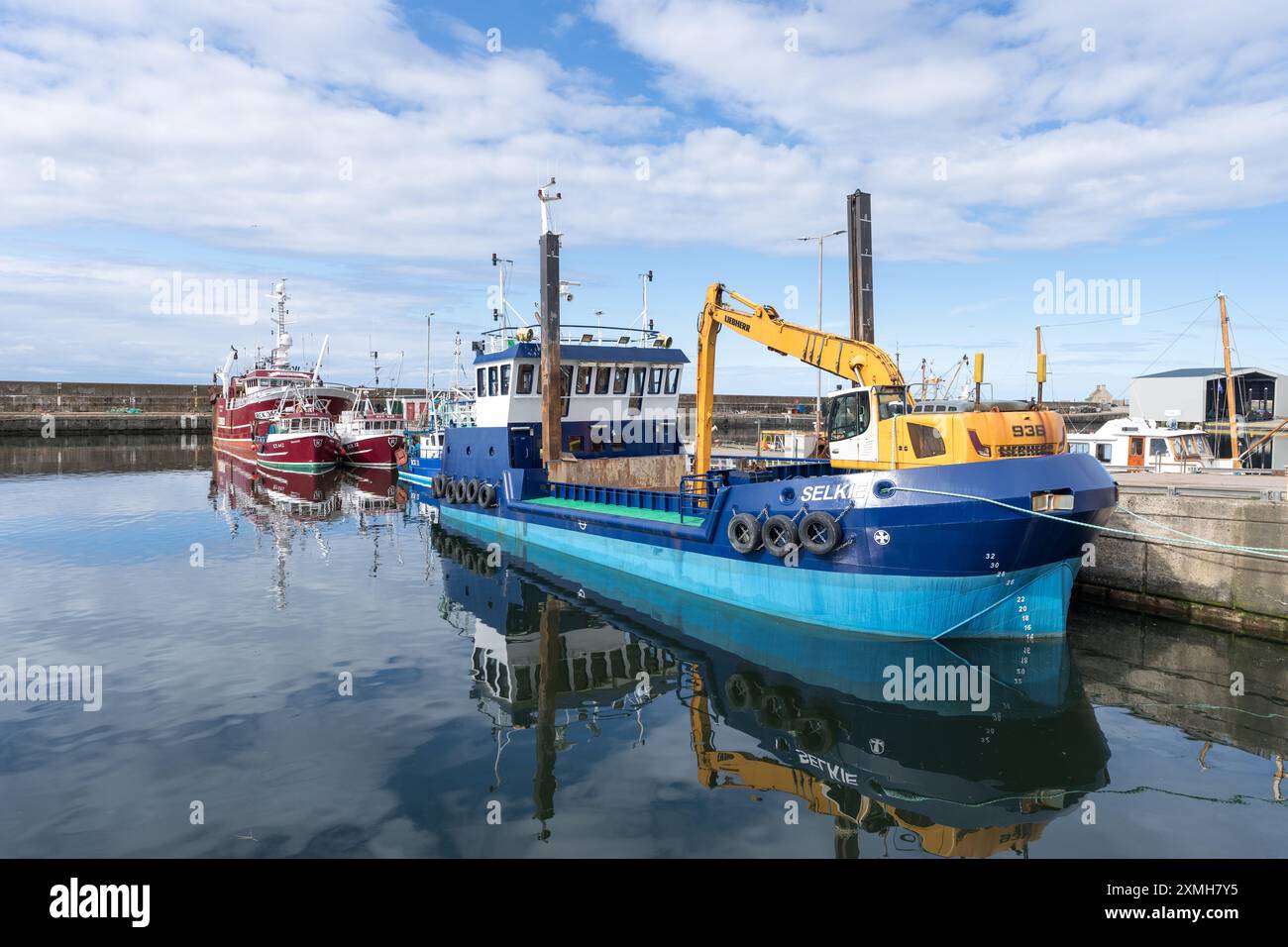 27 July 2024.Buckie Harbour,Moray,Scotland. This is the Selkie Dredger ...