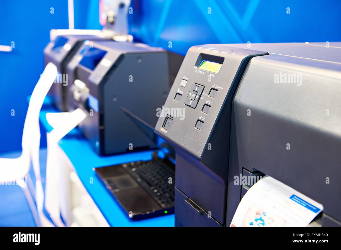 Color printers for printing labels on exhibition Stock Photo - Alamy