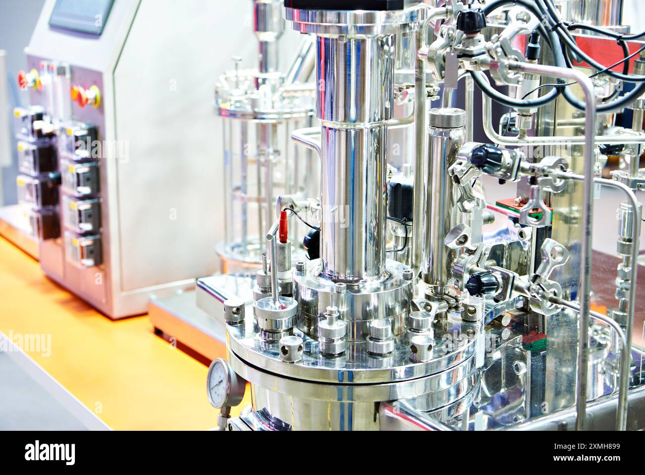 Laboratory chemical metal bioreactor and fermenter on exhibition Stock ...