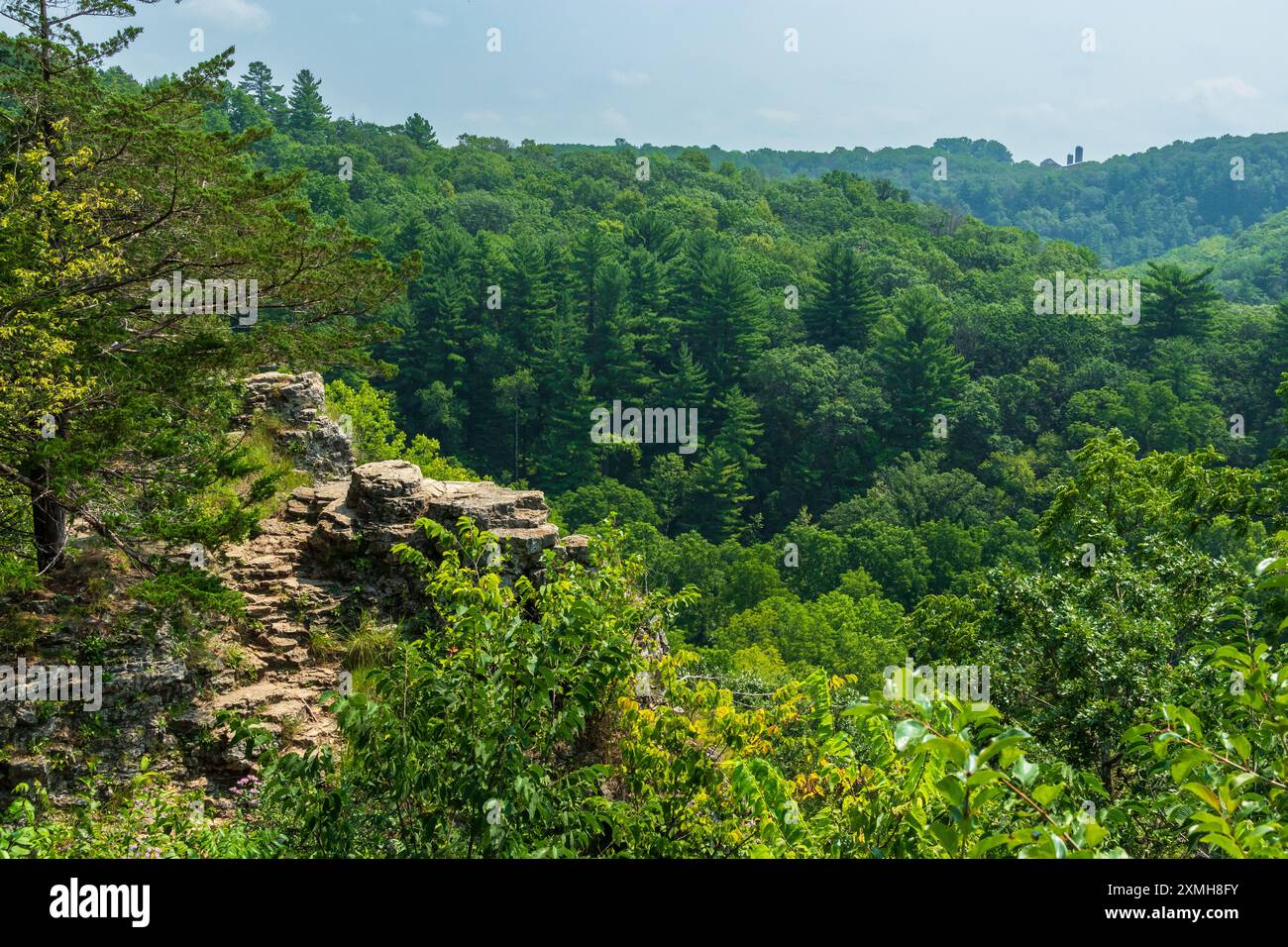 A scenic overlook in the hilly woods during summer Stock Photo - Alamy