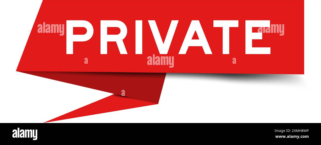 Red color speech banner with word private on white background Stock ...