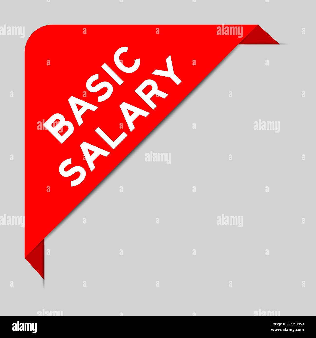 Red color of corner label banner with word basic salary on gray ...