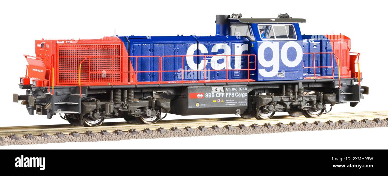 Diesel locomotive engine and tracks model railway cut out still life ...