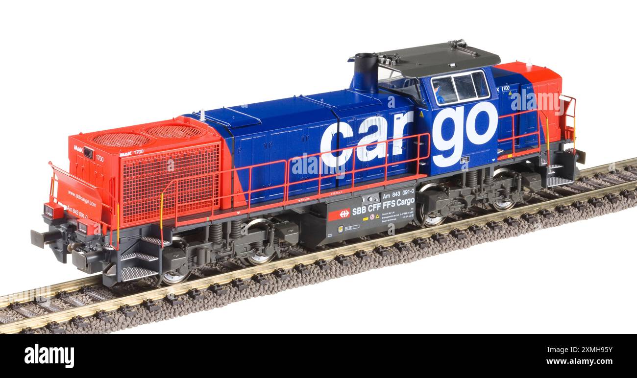 Diesel locomotive engine and tracks model railway cut out still life ...