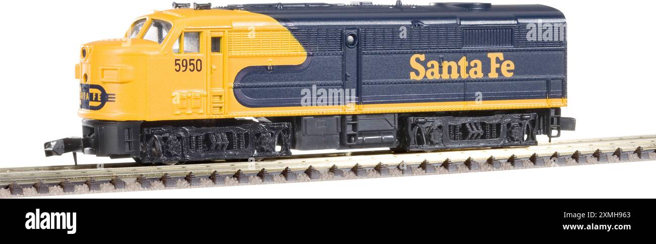 Diesel locomotive engine and tracks model railway cut out still life ...