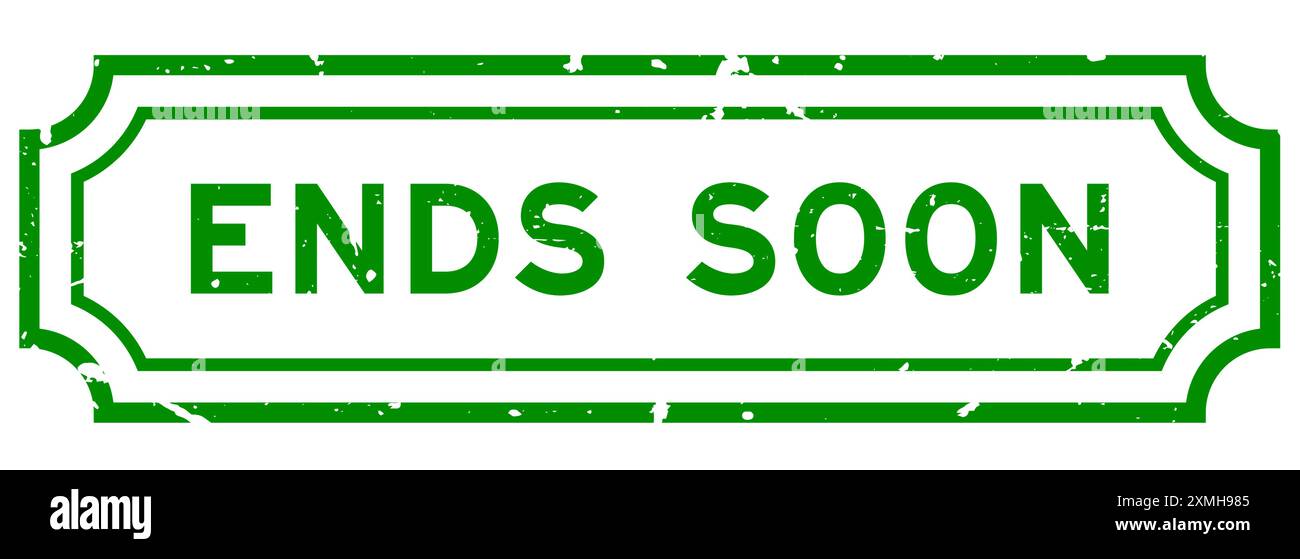 Grunge green ends soon word rubber seal stamp on white background Stock ...