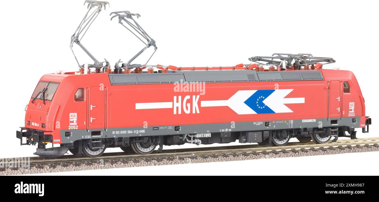 Electric locomotive engine and tracks model railway cut out still life ...