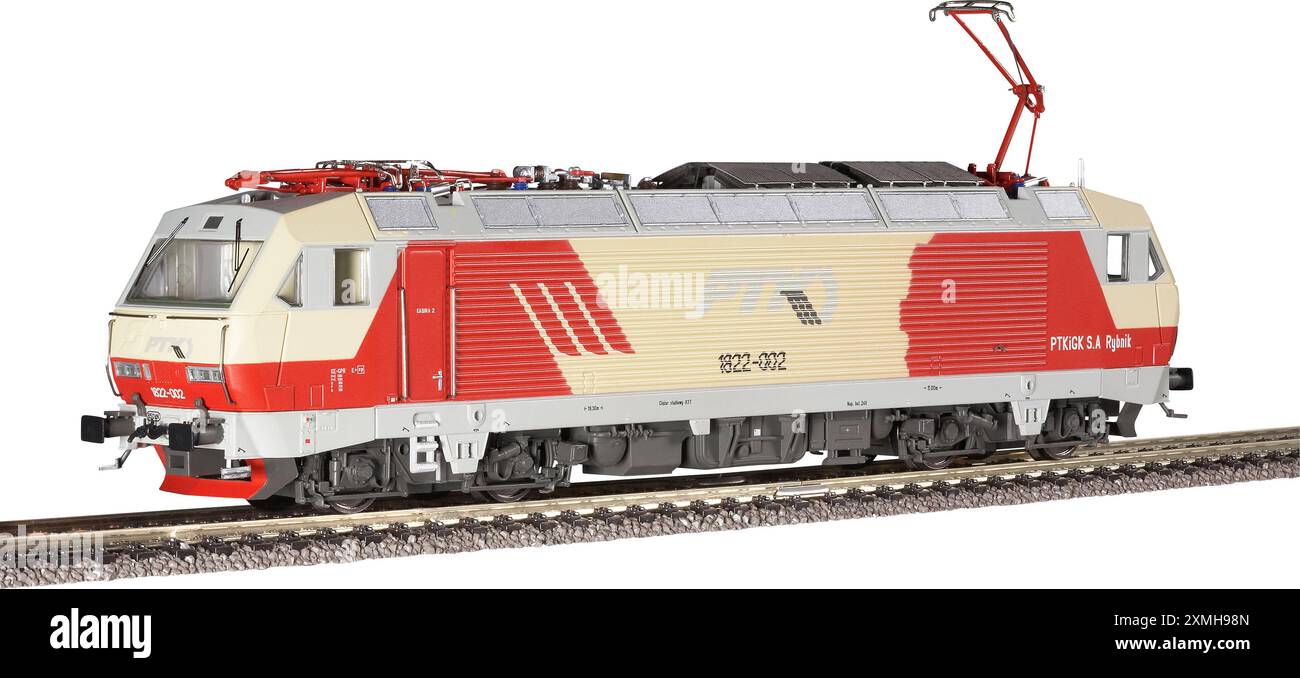 Electric locomotive engine and tracks model railway cut out still life ...