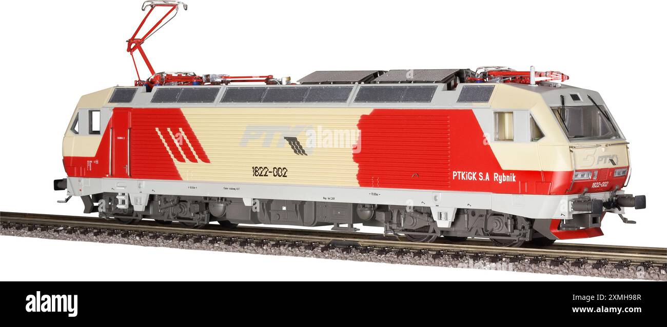 Electric locomotive engine and tracks model railway cut out still life ...