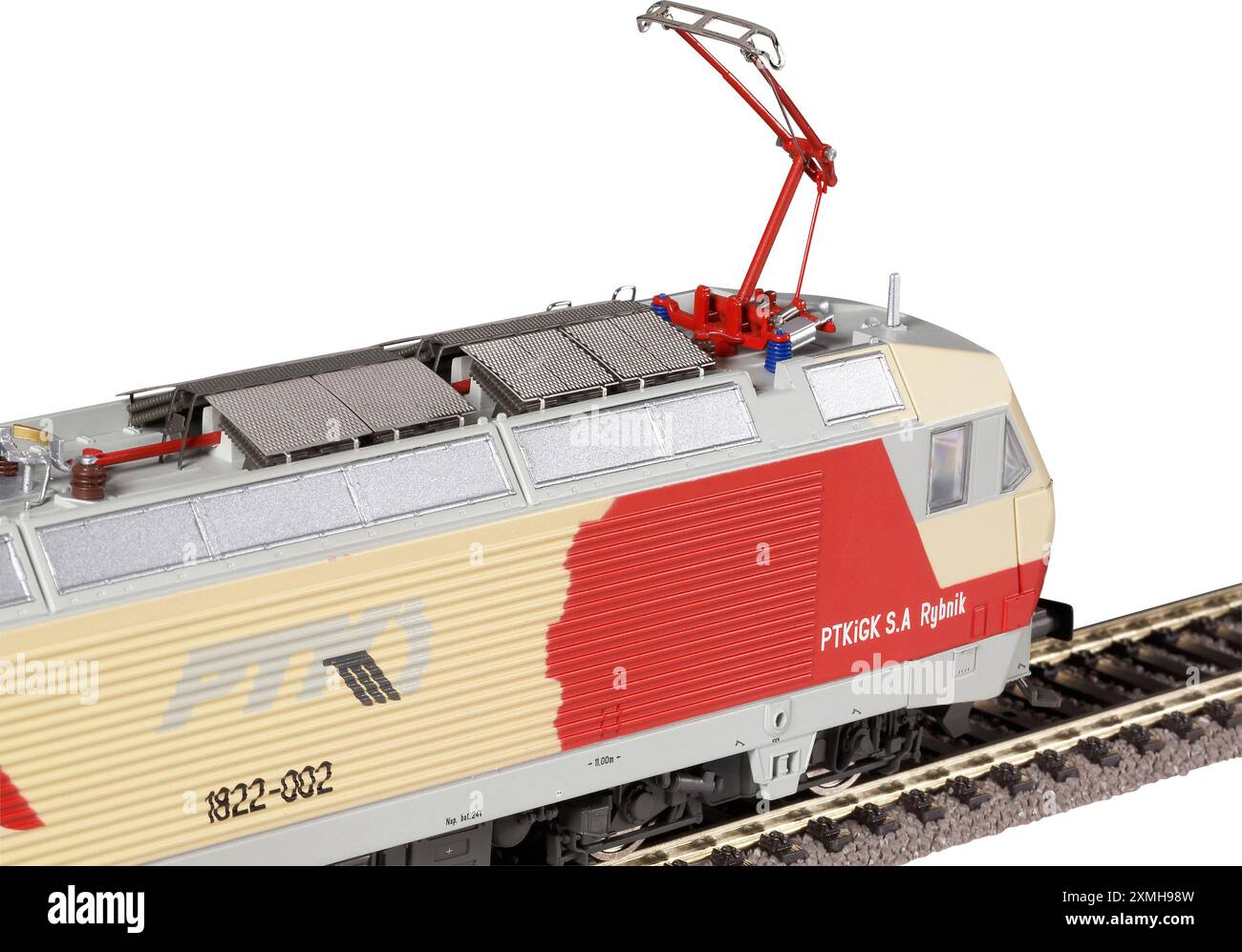 Electric locomotive engine and tracks model railway cut out still life ...