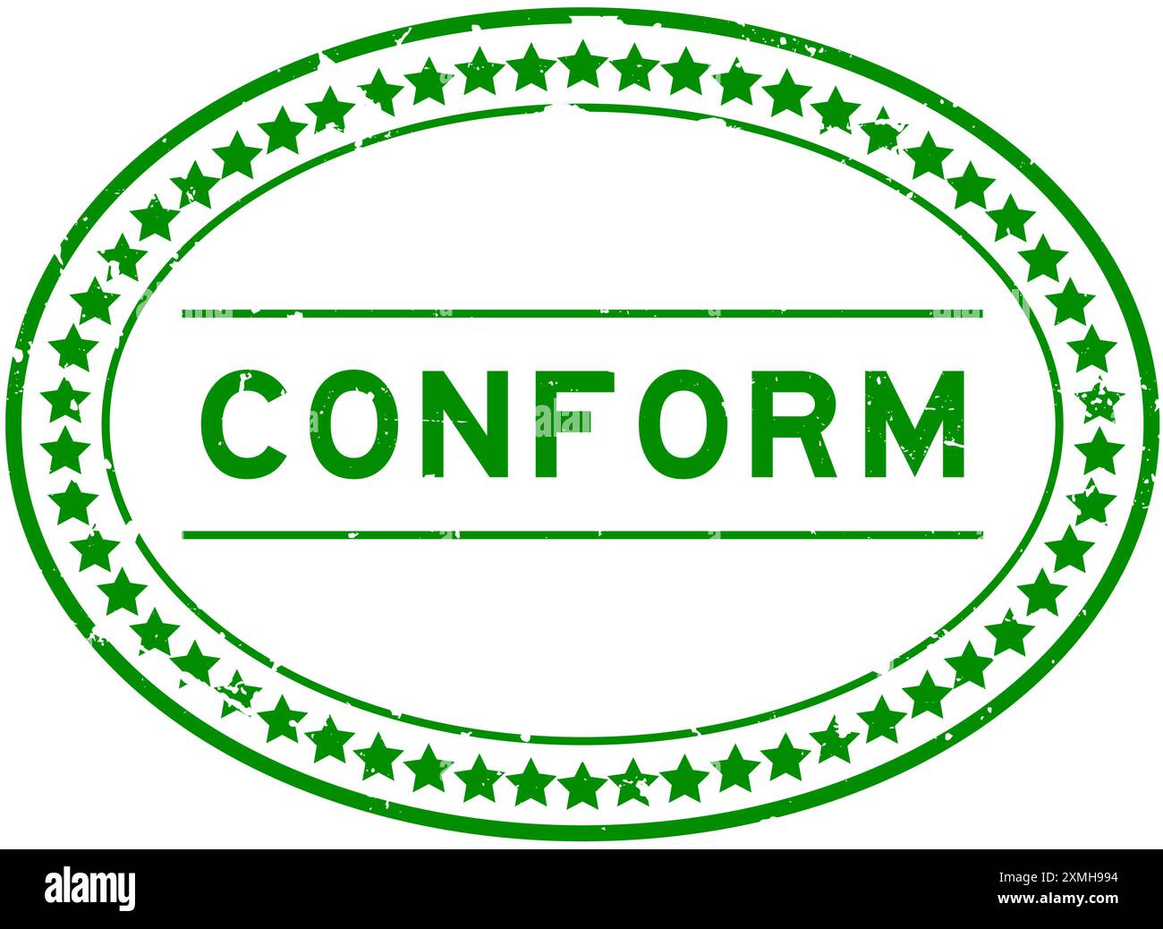 Grunge green conform word oval rubber seal stamp on white background ...